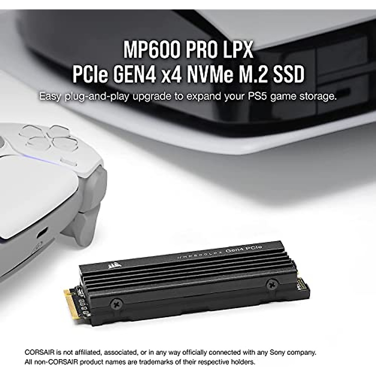 Corsair MP600 PRO LPX 2TB M.2 NVMe PCIe x4 Gen4 SSD - Optimized for PS5 (Up to 7,100MB/sec Sequential Read & 6,800MB/sec Sequential Write Speeds, High-Speed Interface, Compact Form Factor) Black