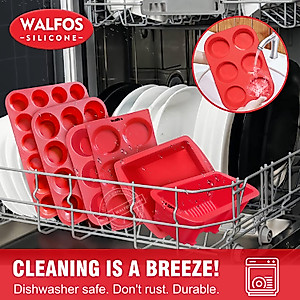 Walfos Silicone Muffin Pan - 6 Cup Non-Stick Cupcake Pan for Baking, Food Grade and BPA Free, Perfect for Egg Muffin, Cupcake, Quiches and Frittatas (3 Pack)