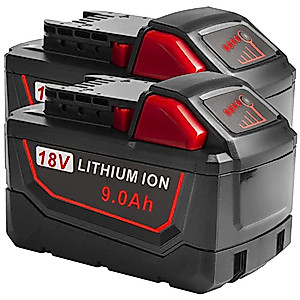 ARyee 2Pack 18V 9.0Ah Replacement for Milwaukee M18 Battery 48-11-1820 48-11-1840 48-11-1850 48-11-1828 48-11-1815 48-11-1860 48-11-1890 Cordless Power Tools Lithium Battery