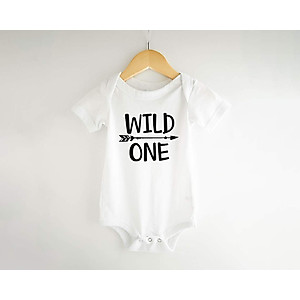 Bump and Beyond Designs Boy First Birthday Shirt, Wild One (12-18 Months, Short Sleeve) White