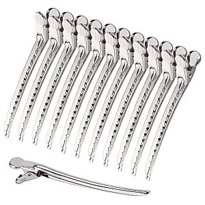 Alligator Hair Clips Metal Duck Bill Hair Clips for Styling - with Holes 3.5 inch Professional Sectioning Clips for Salon and Women Girls Accessories Silver