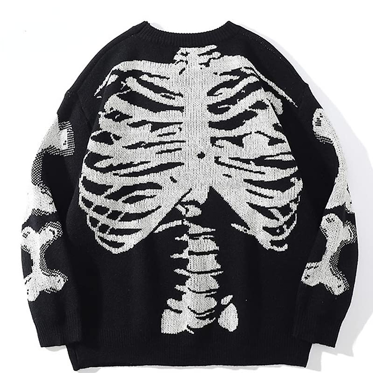 Y2K Grunge Skeleton Sweatshirt Oversized Long Sleeve Fairy Alt Pullover Aesthetic Harajuku Clothes Vintage Tops (White,M)