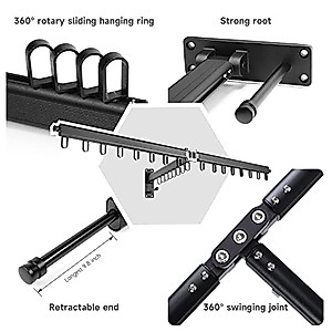 NesTidy Retractable Drying Rack, 3 x 25 L T-fold Clothes Drying Rack Space Saving with Towel Rod and Hanger Organizer, Wall Mounted Clothes Hanger Rack for Balcony, Laundry, Bathroom, Closet