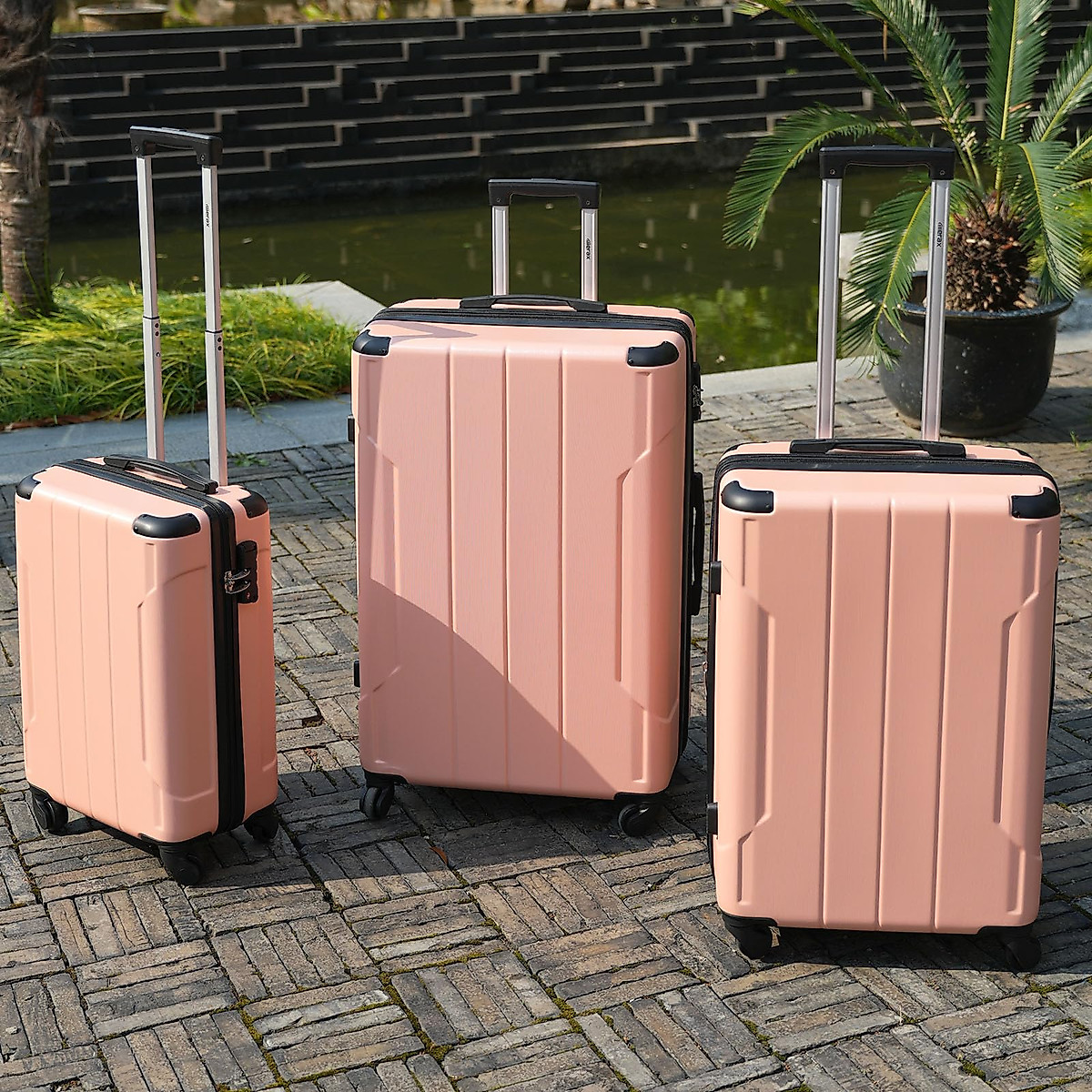 Merax Suitcases With Wheels Lightweight Carry-On Luggage, TSA Lock and Reinforced Corners, 24 Inch Checked-Medium Suitcases (Pink) …