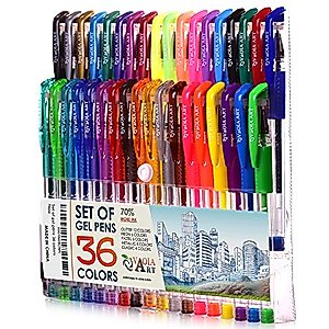 VaOlA ART Color Gel Pens - Gel Pens for Kids - Coloring Pens - Gel Pens Set - Pen Sets for Girls - Spirograph Pens - Pen Art Set - Artist Gel Pens - Sparkle Pens for Kids - 36 Gel Pens - Arts Pens