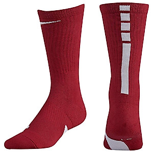 NIKE Elite Basketball Crew Socks (University Red/White, Medium)