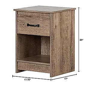 South Shore Tassio 1-Drawer Nightstand-Weathered Oak