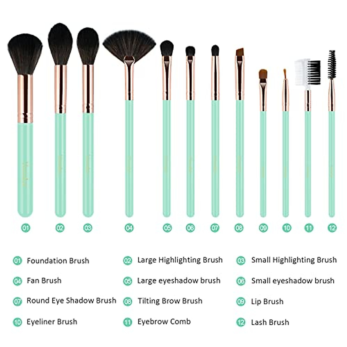 Makeup Brushes Set Professional from an Array of Eyeshadow Foundation Brushes to a Concealer Brush to Eyelash and Blusher Brushes 12 Pcs soft Make up Brush Kit, These vegan and cruelty-free brushes have soft synthetic bristles that work perfectly with any