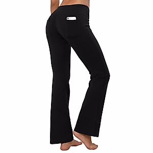 BUBBLELIME 29"/31"/33"/35" 4 Styles Women's Bootcut Yoga Pants Tummy Control - Back Pockets_Black M_29" inseam