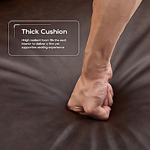 COLAMY PU Leather Sofa, 95in Oversized Comfy Couch with Extra Deep Seats Wide Armb Down Seater Modern Sofa for Living Room, Apartment, Chocolate