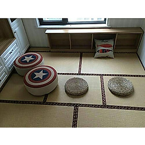 HUAWELL Japanese Traditional Tatami Round Braided Nature Handmade Straw Woven Seat Cushion Yoga Round Mat Zafu Chair Cushion (19.7 Inch)