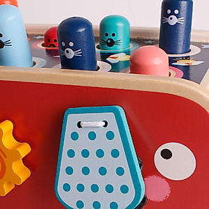 SHIERDU Whack a Mole Game for Toddlers, Wooden Educational Toy for Hammering, Pounding, Hitting and Pull Along, Xylophone, Elephant, Gopher, Mouse and Hamster, Gift for 3+ Years Boys and Girls (Dds-1)