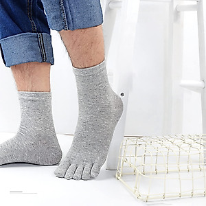 Meaiguo Toe Socks Running Five Finger Crew Cotton for Men Women 4 Pack(MenA1)