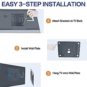 SJBRWN RV TV Wall Mount Fit Most 14-24 Inch Flat Screen Low Profile Metal Bracket Ultra Slim Monitor Mount 17 19 21" Fixed Small Camper Monitor Wall Mount Bracket VESA Up to 100x100mm Max Load 33lbs