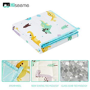 Hiseeme Weighted Blanket for (7lbs, 41''x60'', Single Size) Small Pockets - Breathable Cotton with Glass Beads (Dinosaur)