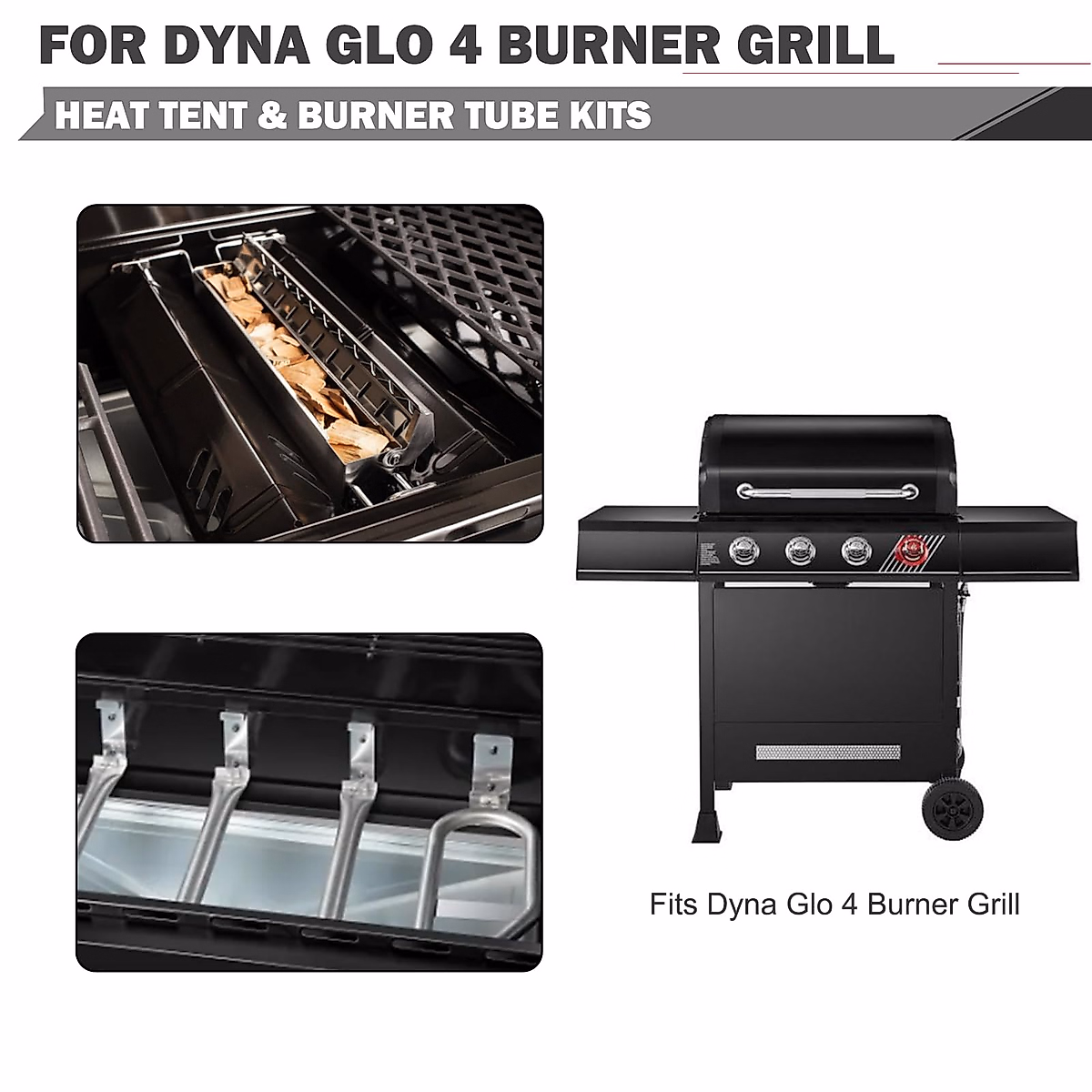 DGH450CRP Grill Replacement Parts for Dyna Glo Grill Parts DGH450CRP-D DGH450CRN-D DGH450CRN DGH451CRP Dyna Glo 70-02-615 Heat Tent Sear Plus Burner Cover Grill Parts 70-02-413 Burner Tube Parts