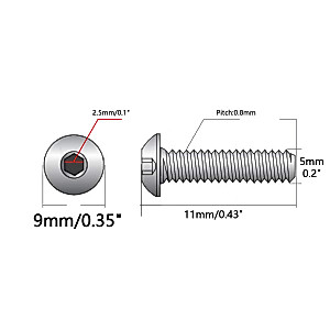 NGe M5x8mm Button Head Socket Cap Screws,Alloy Steel, Fully Threaded,Allen Hex Drive(M5X8,100Pcs)