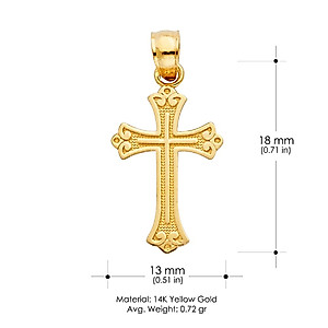 14K Yellow Gold Cross Pendant with 1.9mm Figaro 3+1 Chain Chain Necklace - 16"