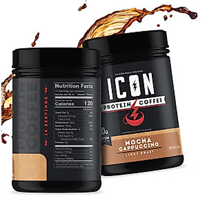 ICON Meals Protein Coffee, Premium Whey Protein, 150mg of Caffeine, Nootropic Blend, Gluten-Free & Non-GMO, Energy and Focus, Keto Friendly, Low Carb, High Protein (Mocha Cappuccino)