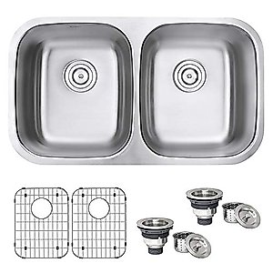 Ruvati 32-inch Undermount 50/50 Double Bowl 16 Gauge Stainless Steel Kitchen Sink - RVM4300