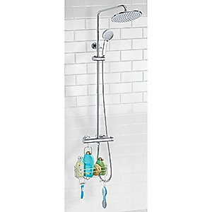 iDesign InterDesign Hanging Organizer with Swivel Hook and Storage Basket for Bathroom Matte Satin Euro Shower Caddy