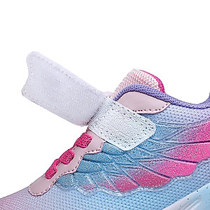 GEERX Joy Kids Sneakers Girls Toddler Little Kid Athletic Lightweight Running Training Tennis Shoes Purple Blue Size 8