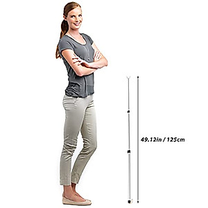 Telescoping Clothesline Prop Clothing Pole: Retractable Aluminium Alloy Clothesline Pole Adjustable Closet Pole for Indoor Outdoor Silver