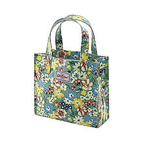 Cath Kidston S Bookbag Oilcloth Mini Open Top Handle Bag Small Size Water Resistant Lunch Bag Floral Pattern (Portland Flowers (Sage Green))