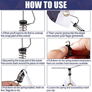 Moxweyeni Boat Flag Clips Stainless Steel Marine Flag Clips for Halyards Outrigger Lines Antennas Stern Lights Flagpole Rope Fishing(4 Pack)