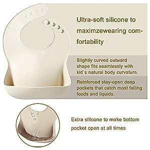 PandaEar Silicone Baby Bib for Girls Boys| Adjustable Waterproof Eating Bibs| BPA Free Soft Durable Silicone Bibs for Babies & Toddlers with Large Pocket Food Catcher