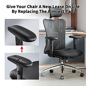 MYFUNSHOP Office Chair Arm Replacement,Gaming Chair Replacement Armrest Arm Pads Universal 4" Mounting Hole Office Chair Parts(1 Pair) Black