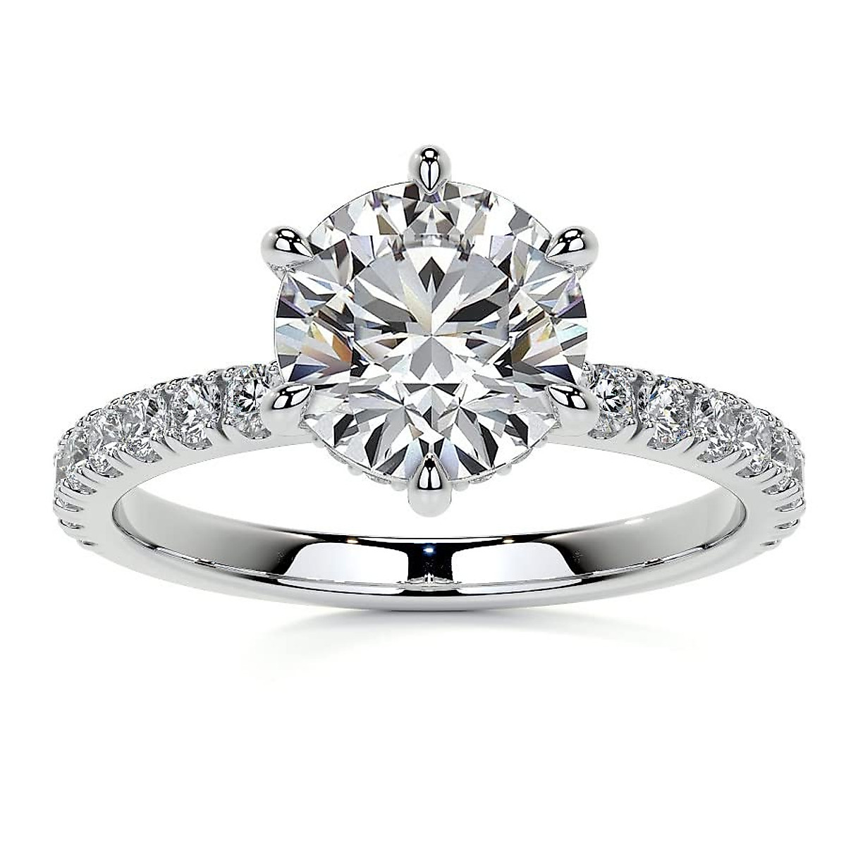 10K Solid White Gold Handmade Engagement Ring 3.00 CT Round Cut Moissanite Diamond Solitaire Wedding/Bridal Ring Set for Women/Her, Fancy Rings Gift for Her