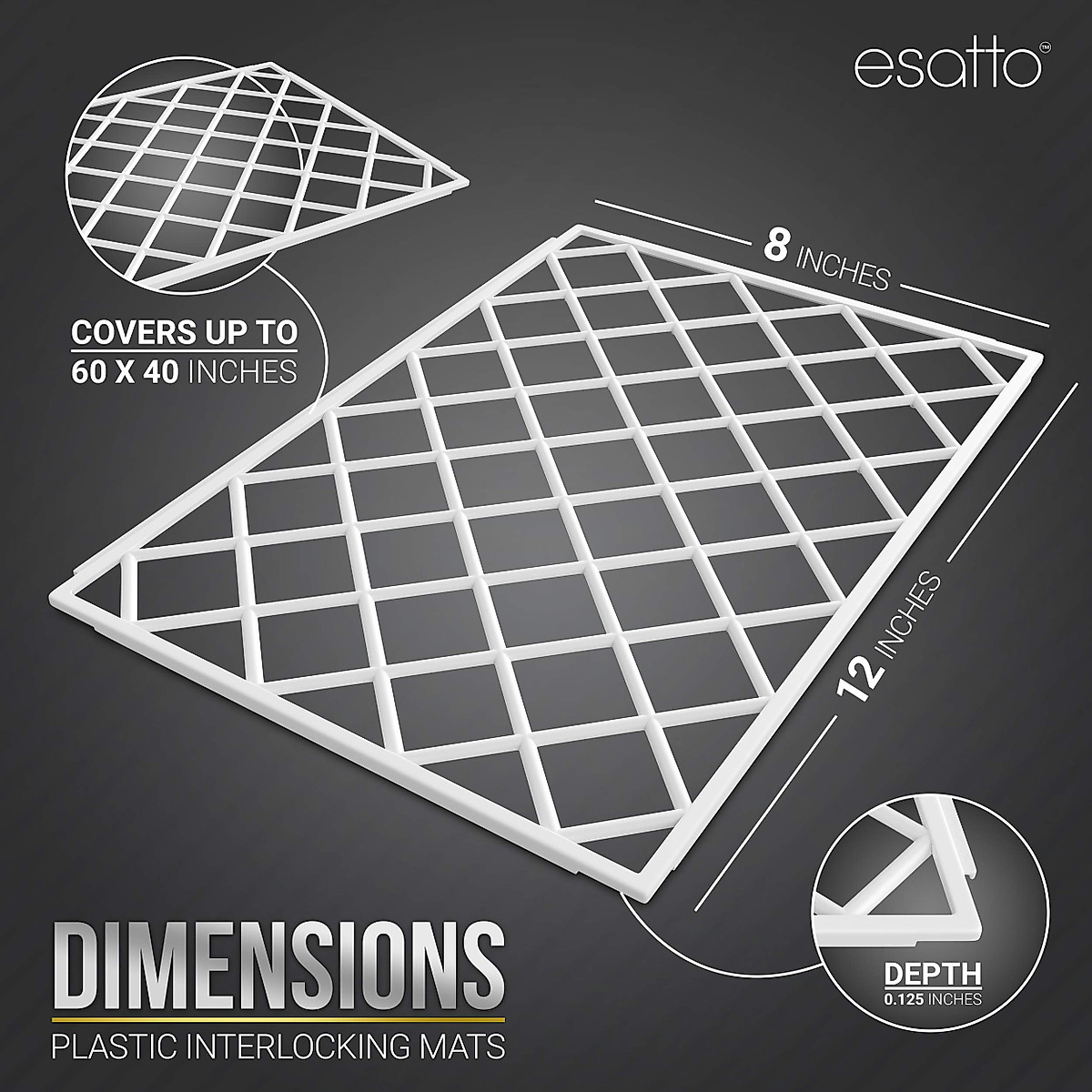 Esatto Bar Products 10 Pieces Interlocking Shelf Mats 8 x 12 Inches, Clear - For Spills, Clean Bars, Stain Protection, and an Anti-slip Surface