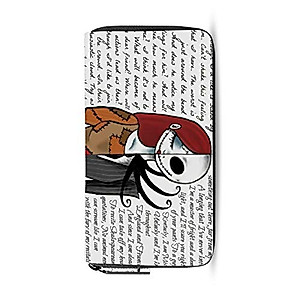 Women's Skull Lovers Leather Zip Around Wallet Clutch Large Travel Purse for Christmas Halloween Gifts