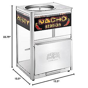 Great Northern Nacho Station Commercial Grade Nacho Warmer Merchandiser, Keeps Chips Warm and Fresh for Hours, Easy to Setup, Stainless Steel Frames with Heavy Duty Plate Glass