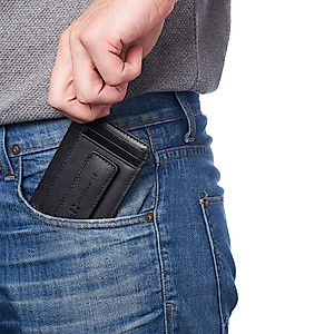 Alpine Swiss Harper Mens RFID Money Clip Wallet Minimalist Slim ID Card Holder Front Pocket Wallet Leather Black