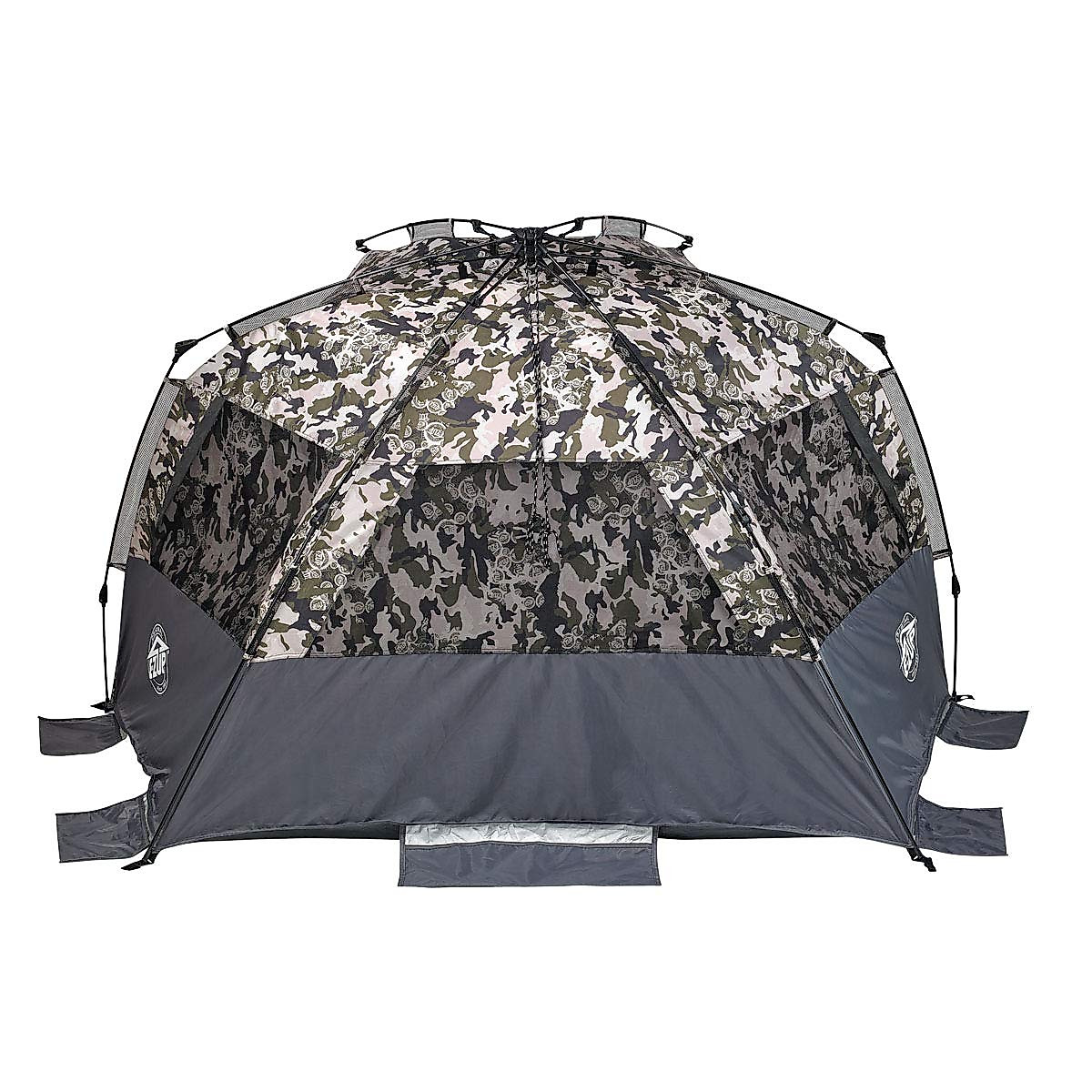 E-Z UP Wedge Portable Beach Tent, 51"x51" Entrance with 3 Roll-Up Windows and Storage Pocket, Camo Spring