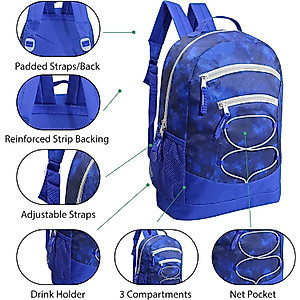 Moda West 17 Inch Bulk Backpacks with 18 Piece Wholesale School Supply Kits in 8 Assorted Styles - Case of 8 Pack Bundle