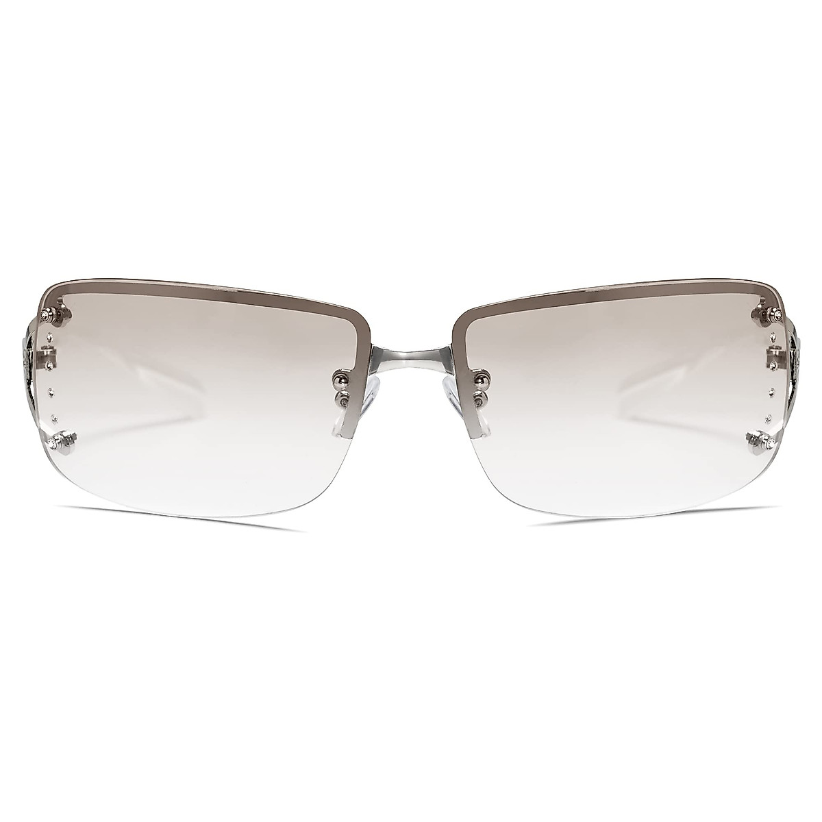 VANLINKER Rimless Frameless Rectangle Sunglasses for Women Stylish Y2k Shades White Metal Frame