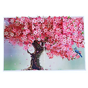 PQ Bees Pop Up Birthdays Card for Women Mom Grandma Wife | 3D Mother’s Day Anniversary Get Well Soon Thank You Valentines Day Card (Size 6x8 In – Cherry Blossom BlueJay Bird).