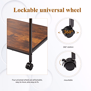 EMERIT Large Printer Stand, 23.6" W x 18.9" D x 31.5" H Printer Table with Adjustable Storage Shelf, 3 Tier Rolling Laser Printer Cart with Wheels for Home Office- Support 100 LBS Each Tier