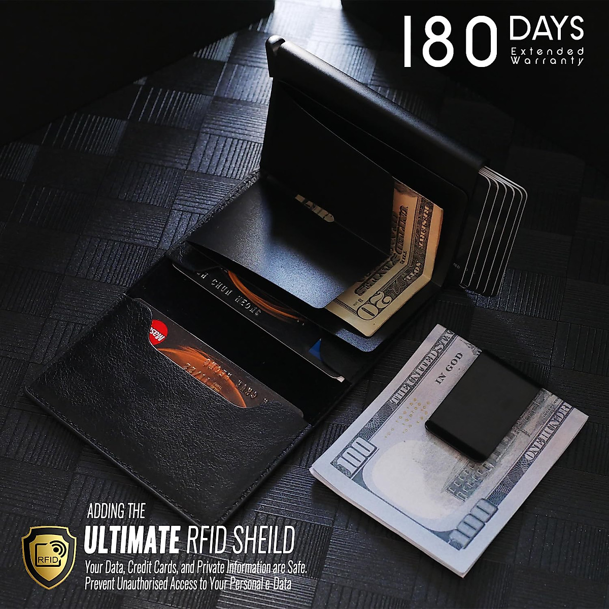 RFID Wallet for Men with Money Clip - PU Leather Mens Wallet Credit Card Holder - Minimalist Wallet for Men - Slim Wallet for Men - Front Pocket Wallets for Men - RFID Wallet Women Favorite