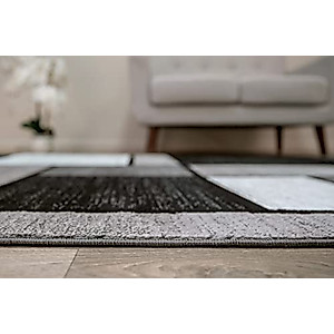 Rugshop Contemporary Modern Boxes for Home Office,Living Room,Bedroom,Kitchen Non-Shedding Area Rug 7' 10" X 10' 2" Gray