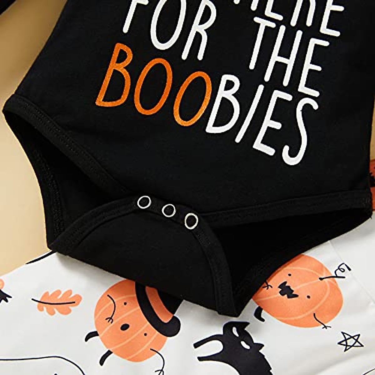 Sinhoon Baby Boys Girls Halloween Outfits Funny Letter Romper+Ghost Pumpkin Legging Pants Halloween Clothes（Black,Newborn