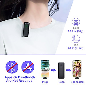IIQ 2 Pcs Wireless Lavalier Microphone for iPhone iPad with Charging Case,48H Battery Life Clip On Wireless Mic for iPad -Recording Mic for Interview Video Podcast Vlog