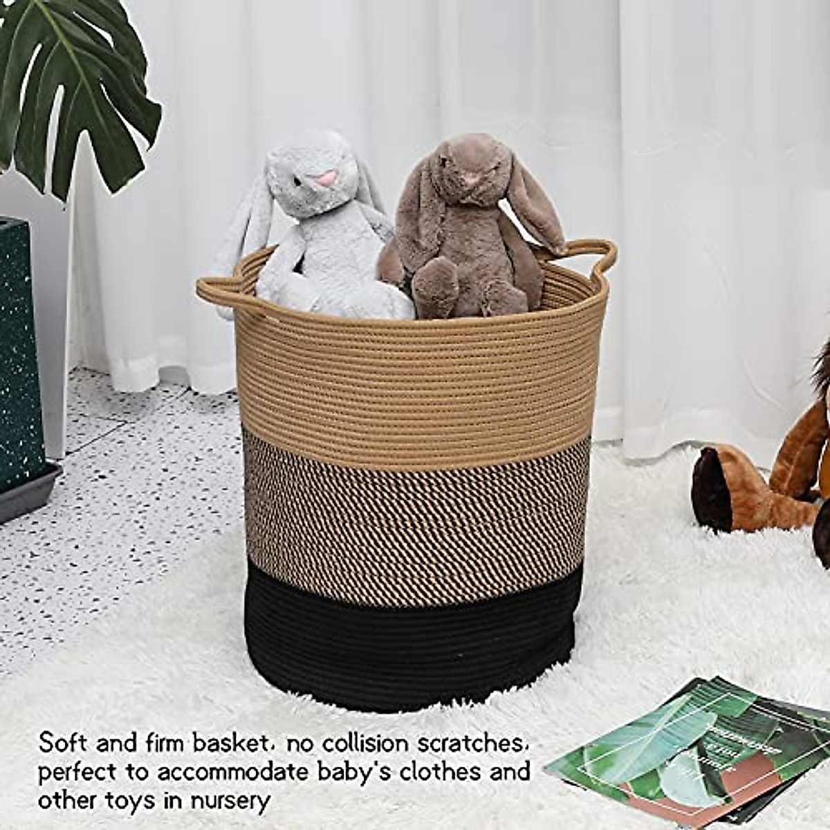ZLG Cotton Rope Basket 14.15x18.1x15.94Inch Baby Laundry Basket Toy Storage Basket large baskets for blankets