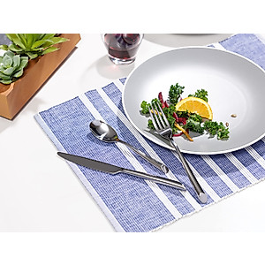 nambe Frond Steak Knives | Set of 4 | Premium Stainless Steel Meat Knife Set | Sharp Serrated Tomato Knife for Home, Kitchen, or Restaurant | Dishwasher Safe (Silver-9 Inch)