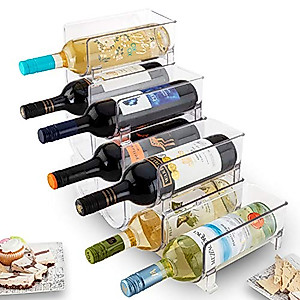 JINAMART Set of 3 Stackable Wine Storage Rack | Counter Top Wine Holder | Free Standing Organizer for Refrigerator or Kitchen Countertops (Holds 3 Bottles)