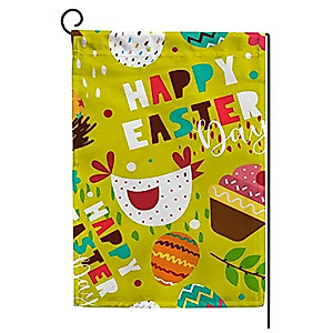 My Little Nest Seasonal Garden Flag Happy Easter Eggs Chicken Double Sided Vertical Garden Flags for Home Yard Holiday Flag Outdoor Decoration Farmhouse Banner 12"x18"