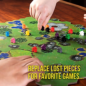 Brybelly 100 Wood Meeples| 16mm Extra Board Game Pieces in 10 Colors|Bulk Replacement Tabletop Games & Strategy Game Expansion